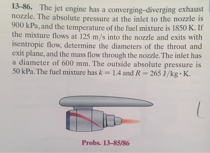 Solved 13-86. Th e jet engine has a converging-diverging | Chegg.com