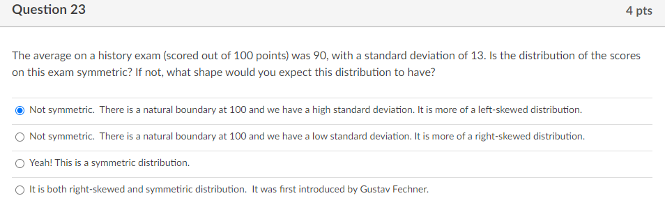 Solved The average on a history exam (scored out of 100 | Chegg.com