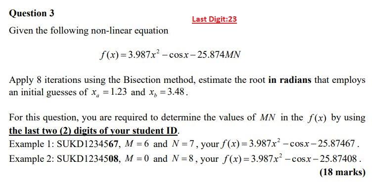 Solved Given the following non-linear equation | Chegg.com