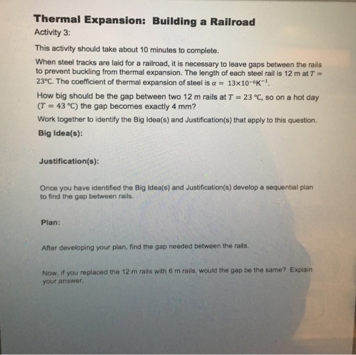 Solved Thermal Expansion: Building a Railroad Activity 3: | Chegg.com