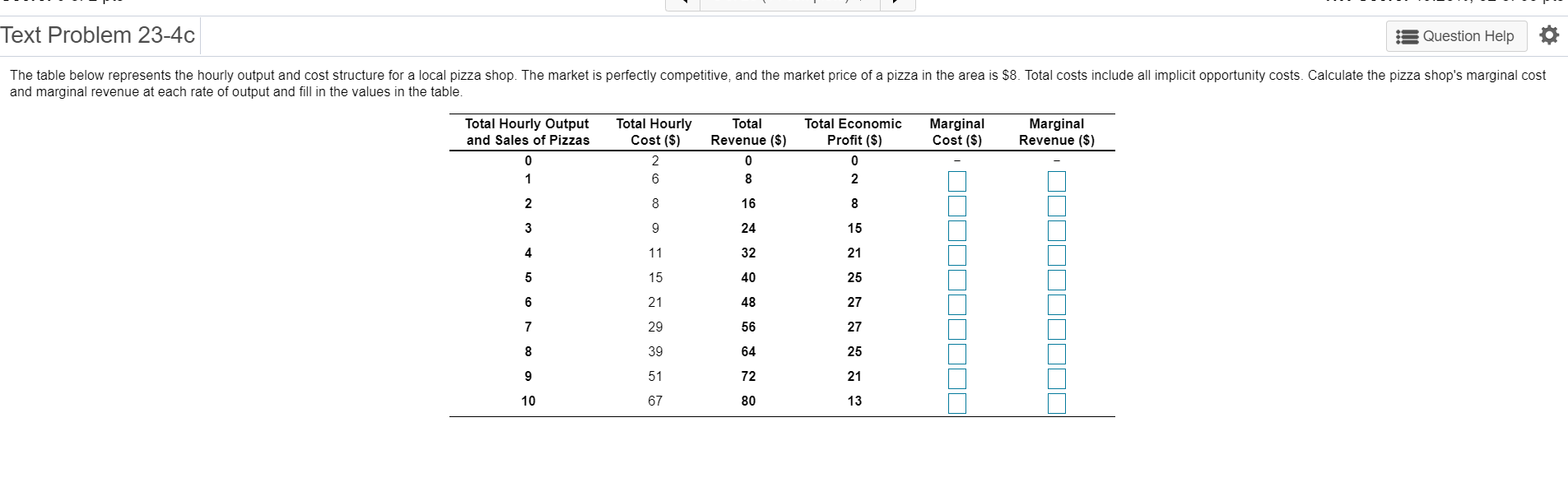 Solved Text Problem 23-4c Question Help The table below | Chegg.com
