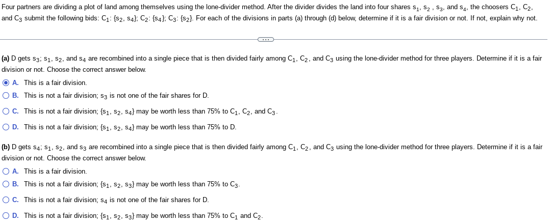 Solved Four partners are dividing a plot of land among | Chegg.com