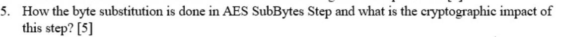 Solved 5. How the byte substitution is done in AES SubBytes | Chegg.com