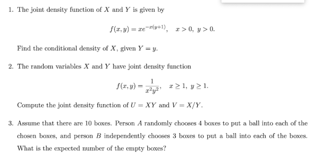 1. The joint density function of X and Y is given by | Chegg.com