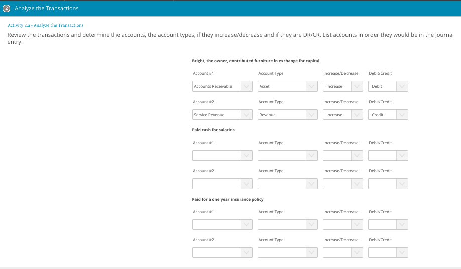 Solved Analyze the Transactions Activity 2.a - Analyze the | Chegg.com