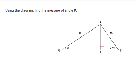 Solved Using the diagram, find the measure of angle θ. | Chegg.com