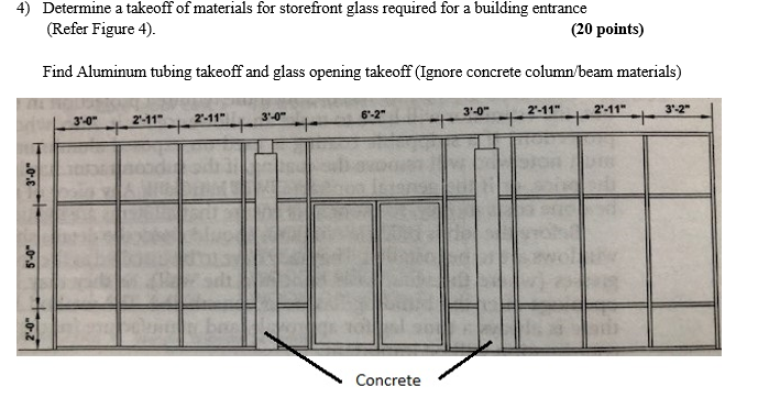 Solved 4) Determine a takeoff of materials for storefront | Chegg.com