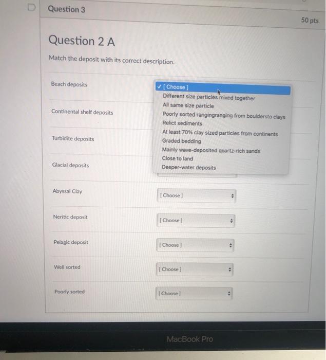 Solved Match the deposit with its correct description. Beach | Chegg.com