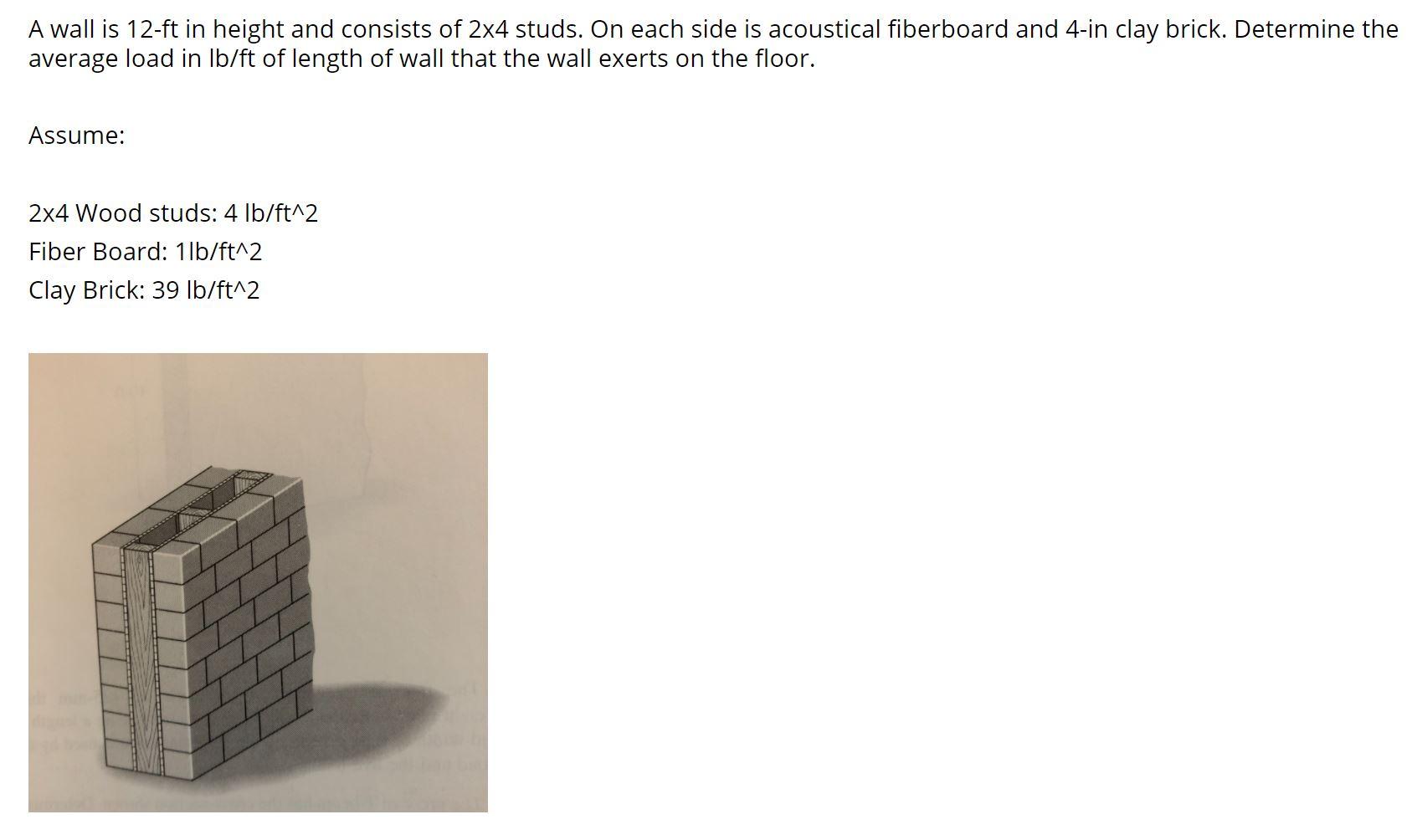 Solved A wall is 12-ft in height and consists of 2x4 studs. | Chegg.com