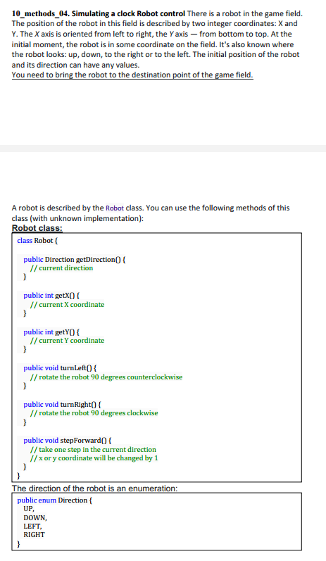 Solved 10methods04 Simulating A Clock Robot Control There 