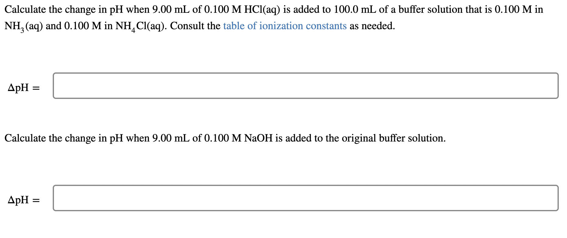 Solved Calculate the change in pH ﻿when 9.00mL ﻿of | Chegg.com