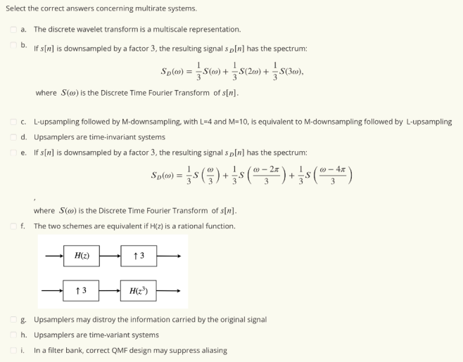 Solved Select the correct answers concerning multirate | Chegg.com