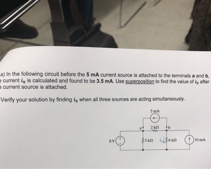Solved a) In the following circuit before the 5 mA current | Chegg.com