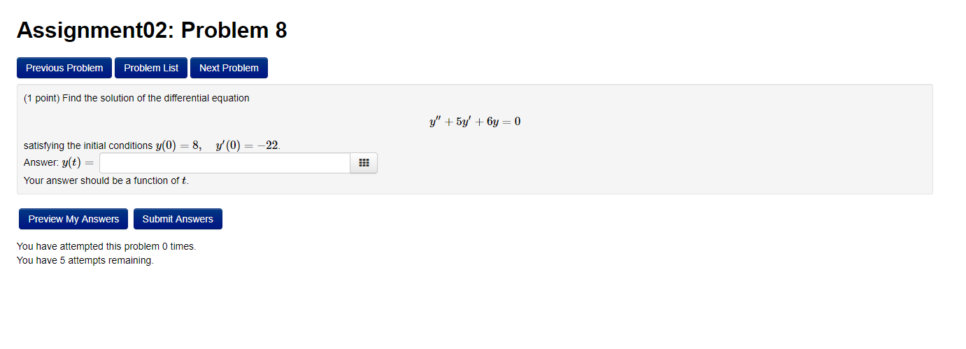 Solved Assignment02: Problem 8 Previous Problem Problem List | Chegg.com