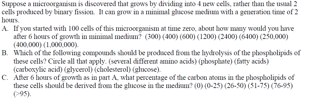 Solved Suppose a microorganism is discovered that grows by | Chegg.com