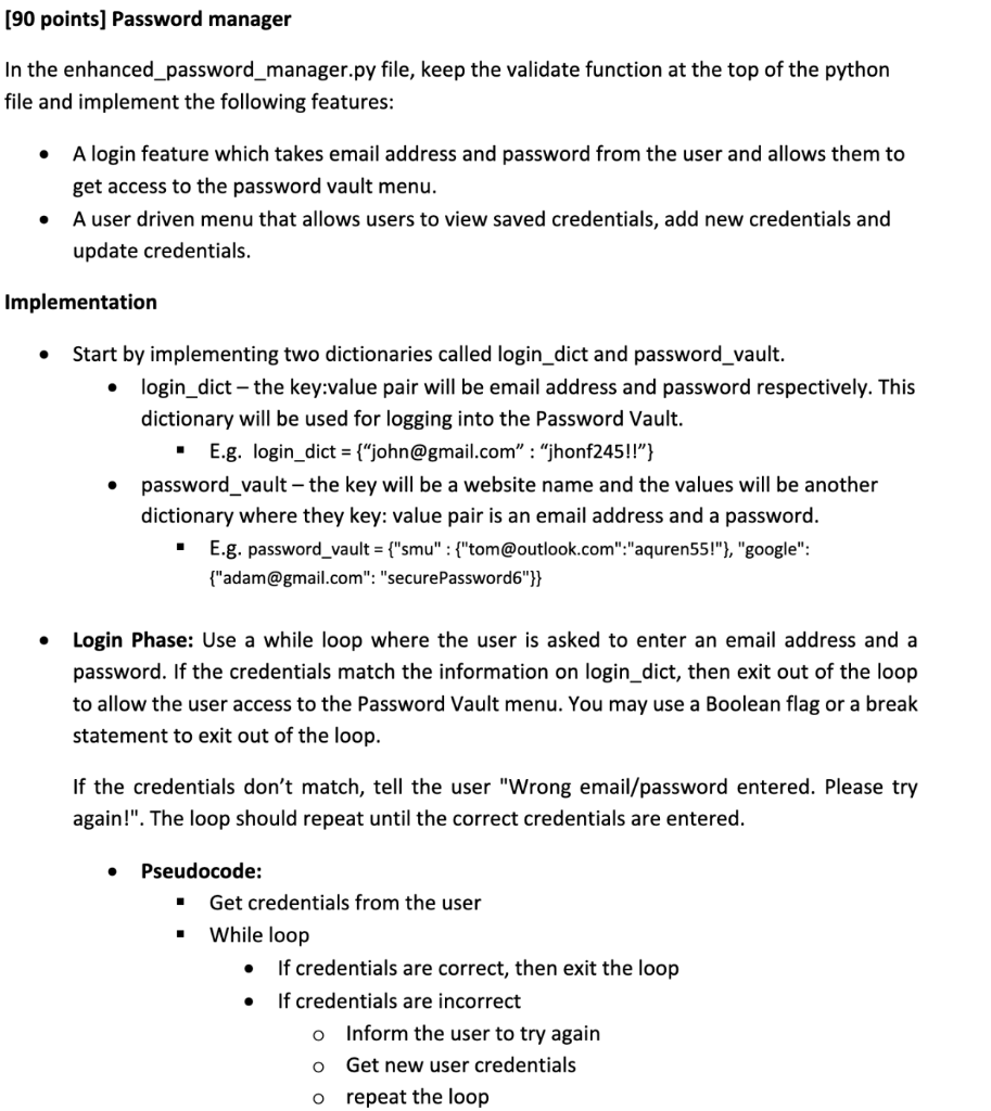 Solved Enhanced Password manager Welcome back, Your password | Chegg.com
