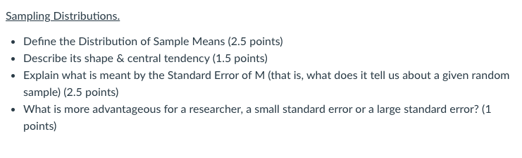 Solved Sampling Distributions. • Define the Distribution of | Chegg.com