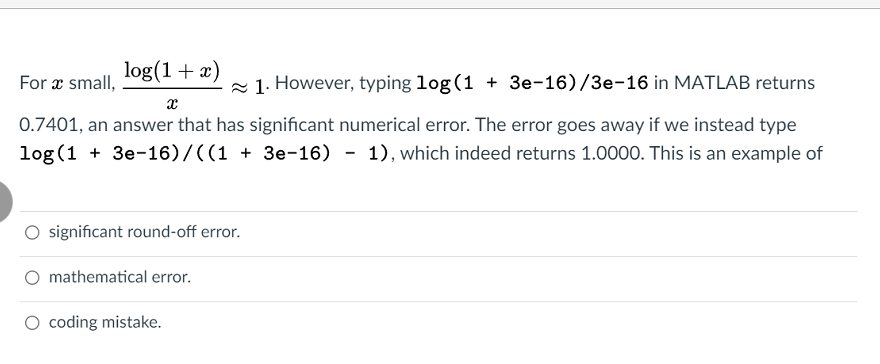 Solved For X small, log(1 + x) 1. However, typing log(1 + | Chegg.com