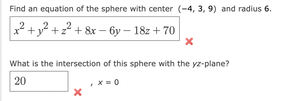 Solved (x−1)2+(y−8)2+(z−3)2=283Find an equation of the | Chegg.com