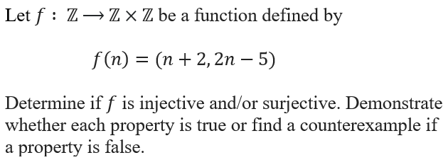 Solved Let f : Z ZX Z be a function defined by f(n) = (n + | Chegg.com