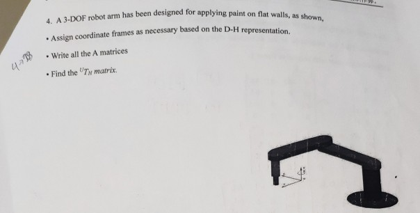 Solved 4. A 3-DOF robot arm has been designed for applying | Chegg.com
