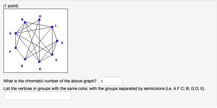 Solved The chromatic number of the graph above is 4 which is | Chegg.com