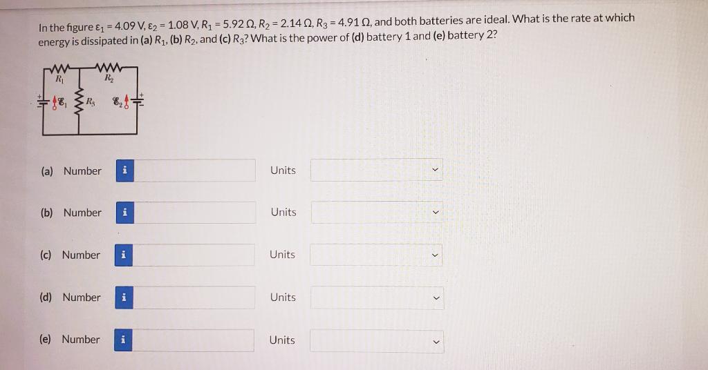 Solved In the figure £1 = 4.09 V, €2 = 1.08 V, R2 = 5.922, | Chegg.com