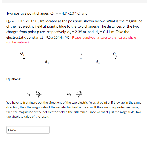 Solved Two positive point charges, Q1=+4.9×10−7C and | Chegg.com