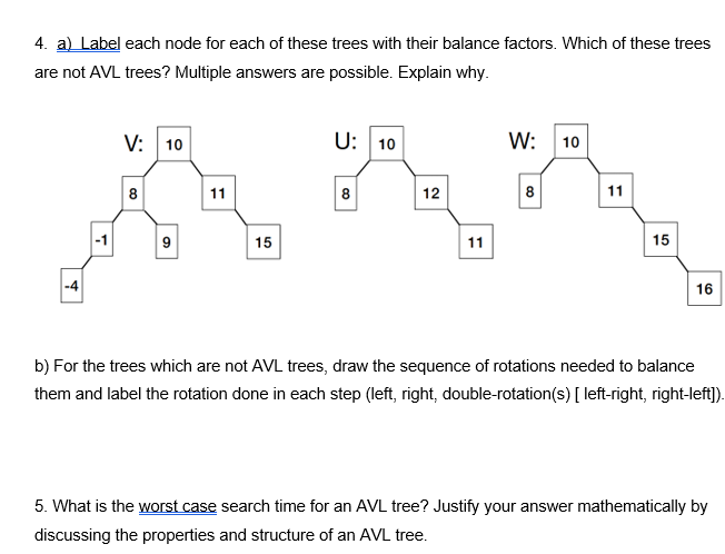 Solved a) ﻿Label each node for each of these trees with | Chegg.com
