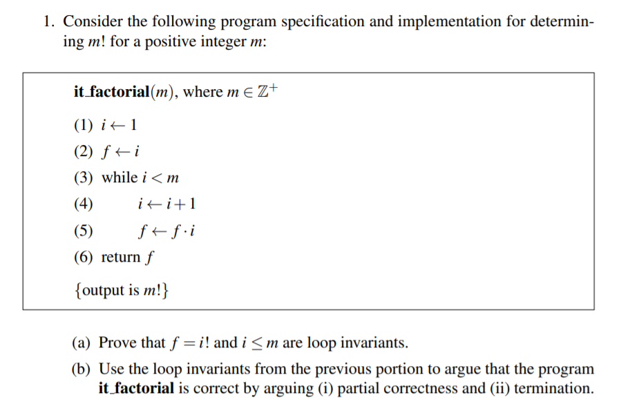 Solved 1. Consider the following program specification and | Chegg.com