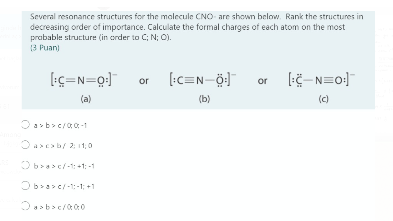 Solved Several resonance structures for the molecule CNO- | Chegg.com