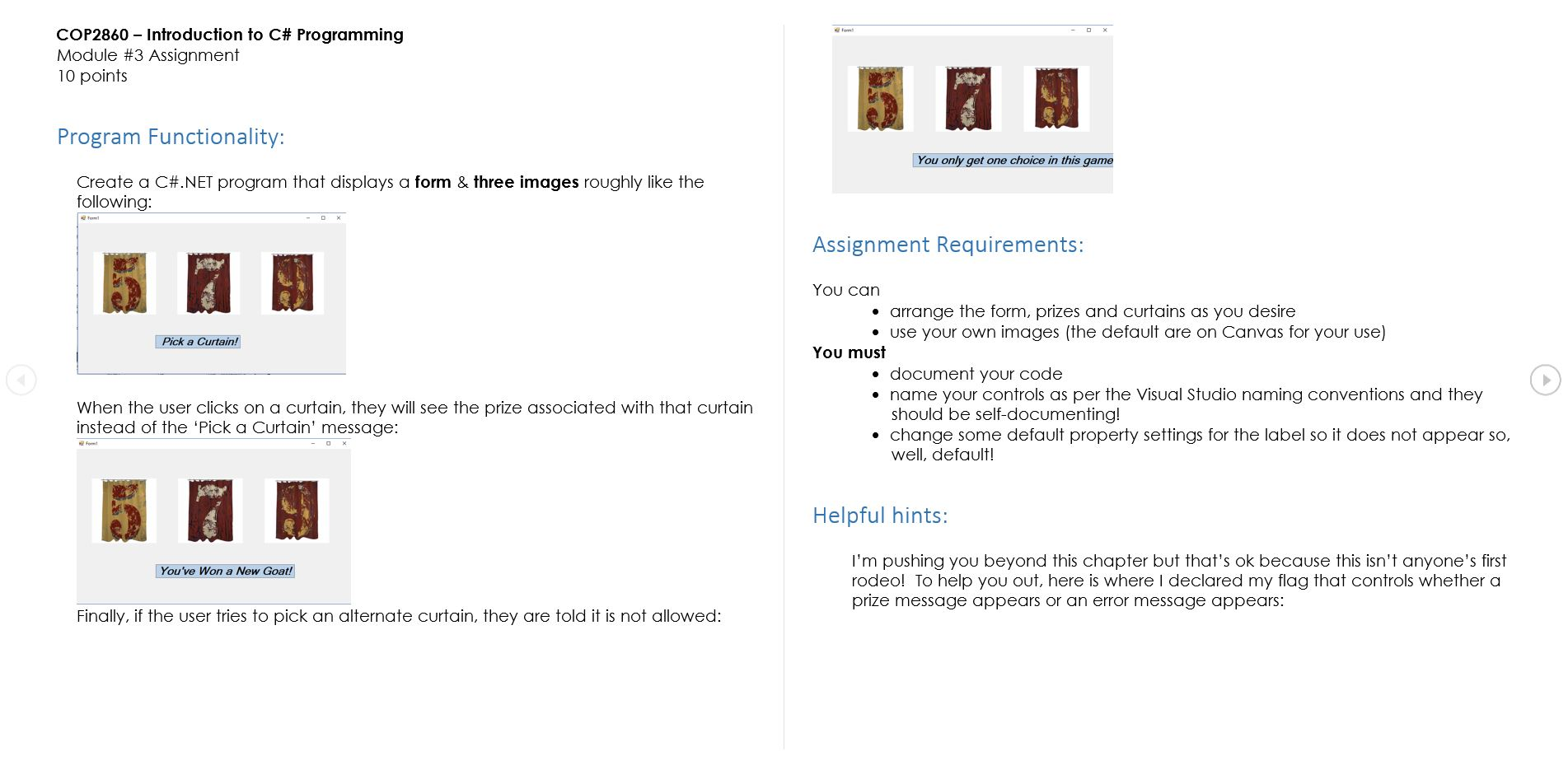 Solved COP2860 - Introduction to C# Programming Module #3 | Chegg.com