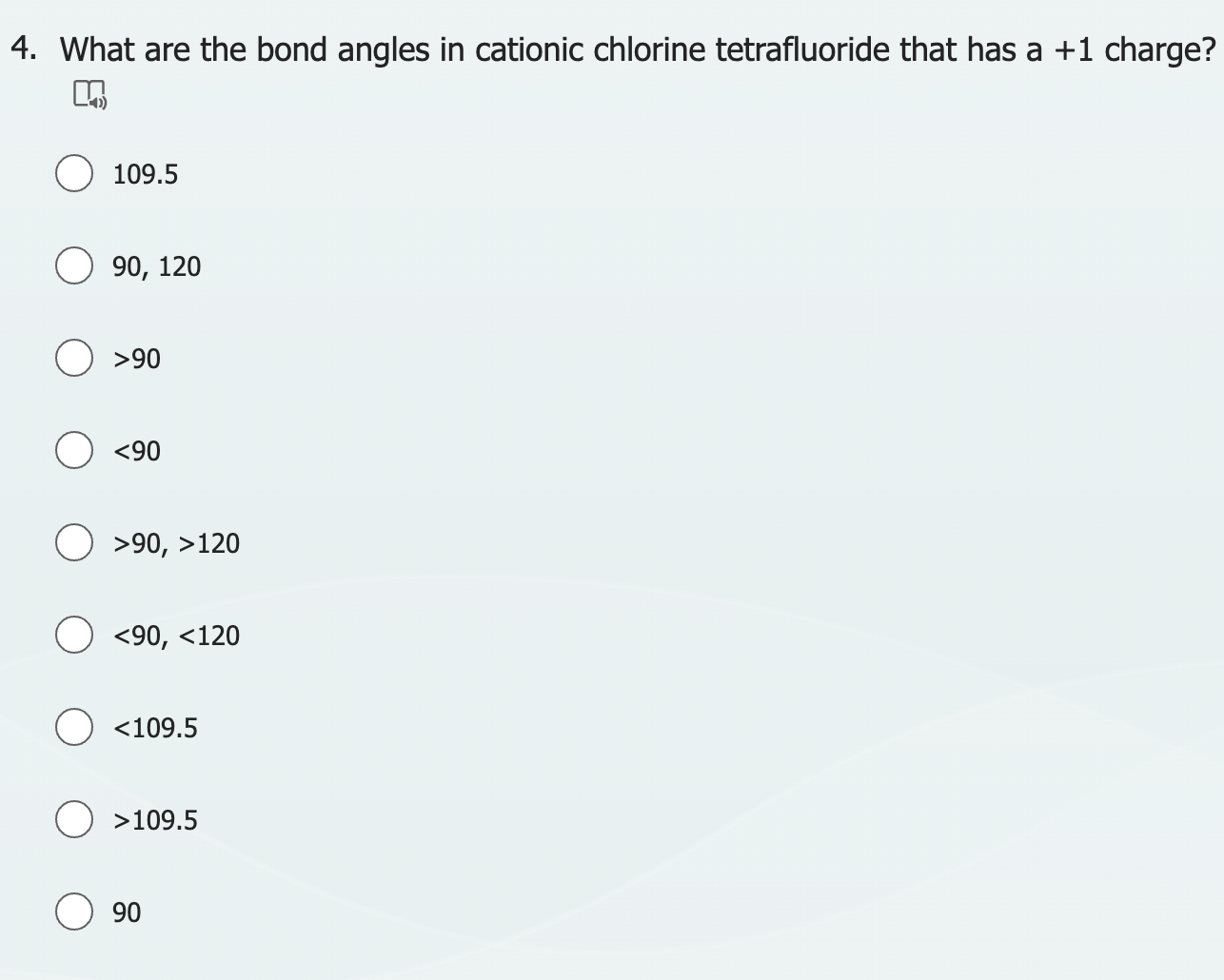 Solved What are the bond angles in ﻿cationic chlorine | Chegg.com