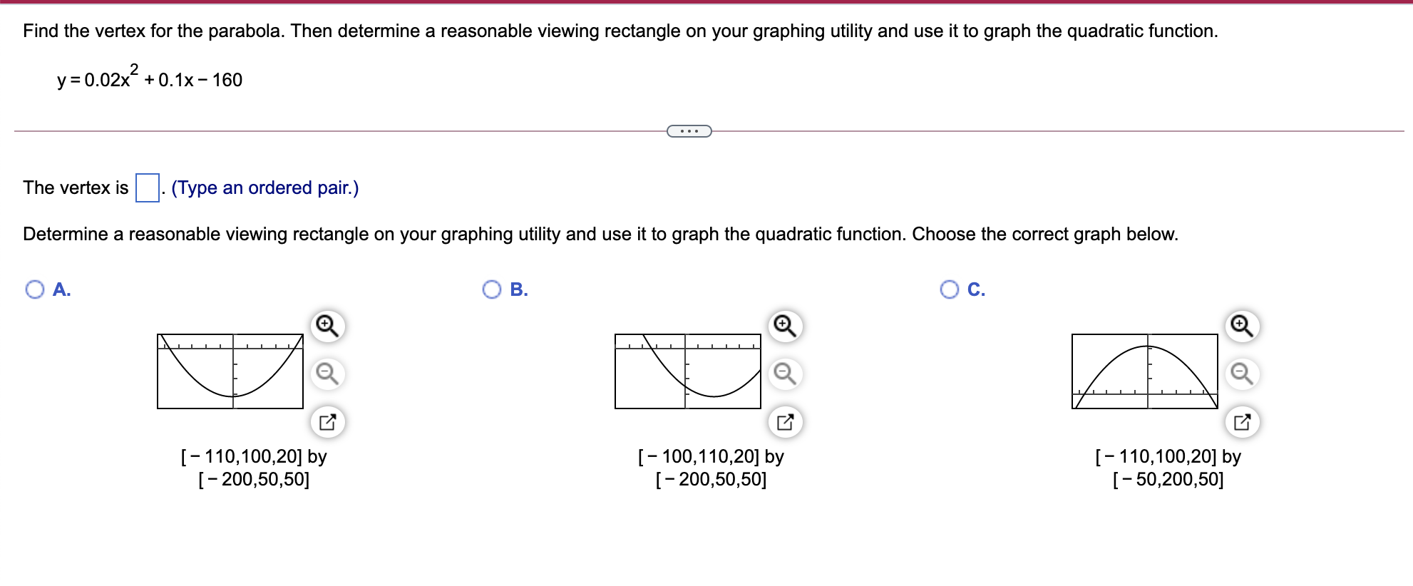 Solved Find the vertex for the parabola. Then determine a | Chegg.com