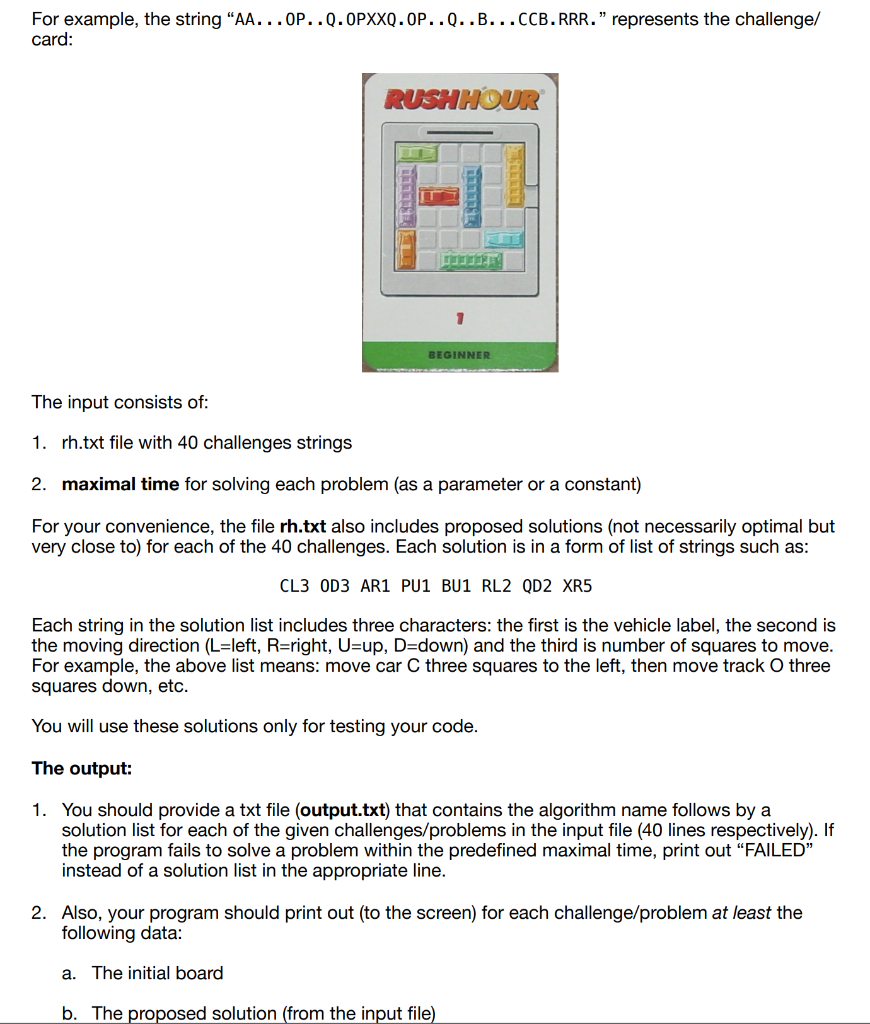 The game: RUSH HOUR 1. The game consists of a 6x6 | Chegg.com