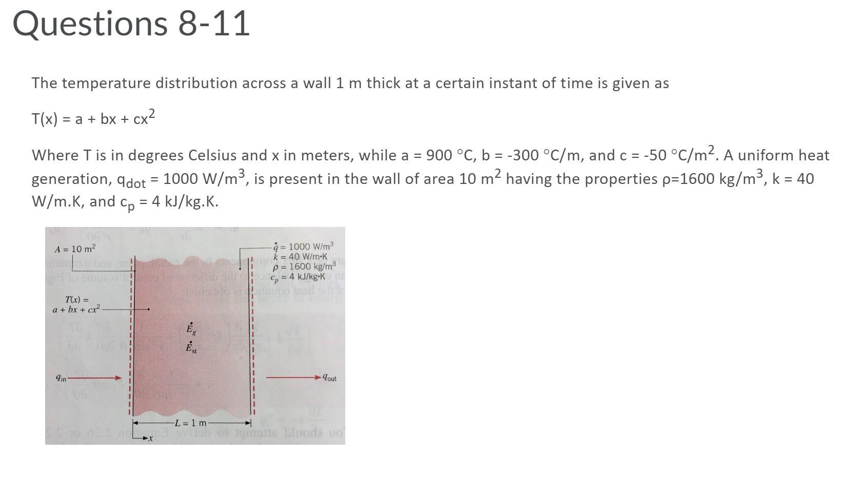 Solved Questions 8-11 The temperature distribution across a | Chegg.com