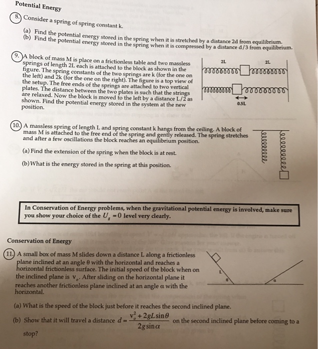 Solved Consider a spring of spring constant k. a) Find the | Chegg.com