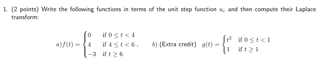 Solved 1. (2 points) Write the following functions in terms | Chegg.com