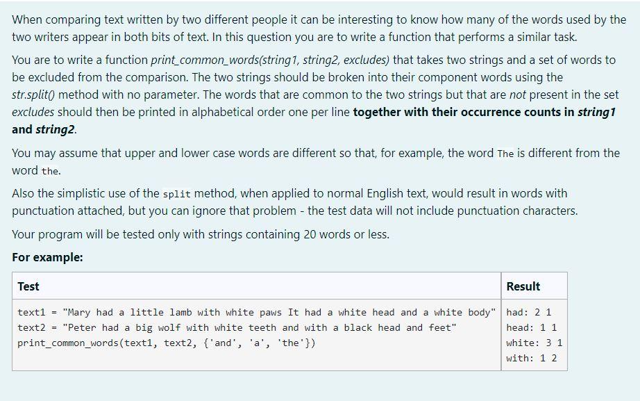 Solved When comparing text written by two different people | Chegg.com