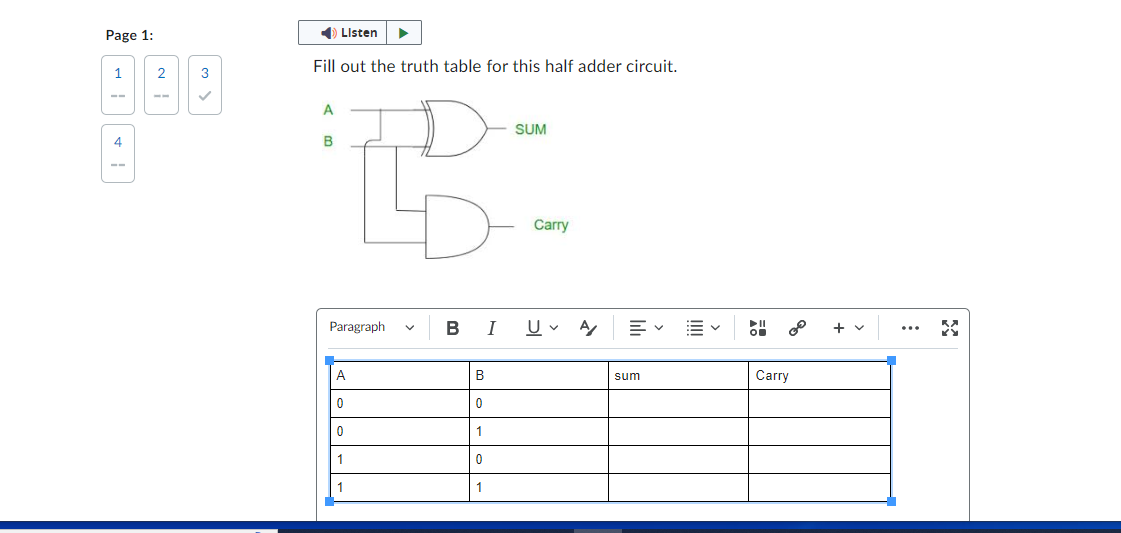 Solved Fill out the truth table for this half adder circuit. | Chegg.com