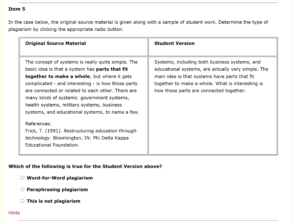 Solved Item 5 In the case below, the original source | Chegg.com