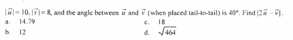 Solved |vec(u)|=10,|vec(v)|=8, ﻿and the angle between vec(u) | Chegg.com