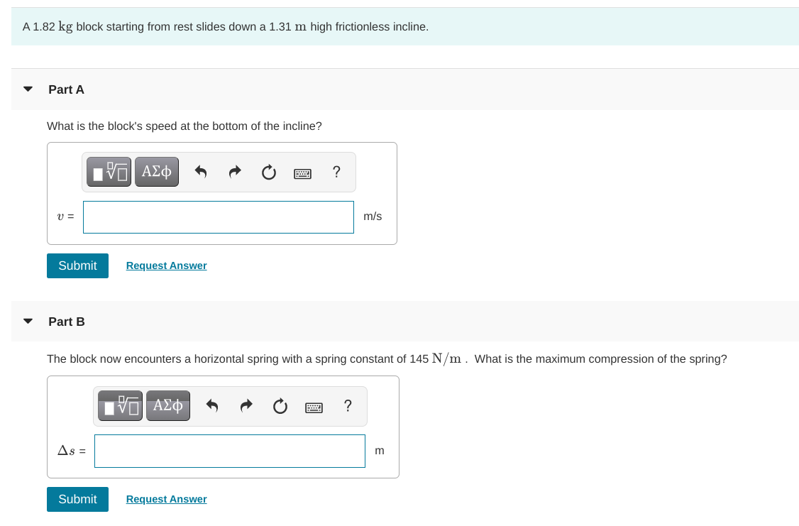 Solved A 1.82 kg block starting from rest slides down a 1.31 | Chegg.com