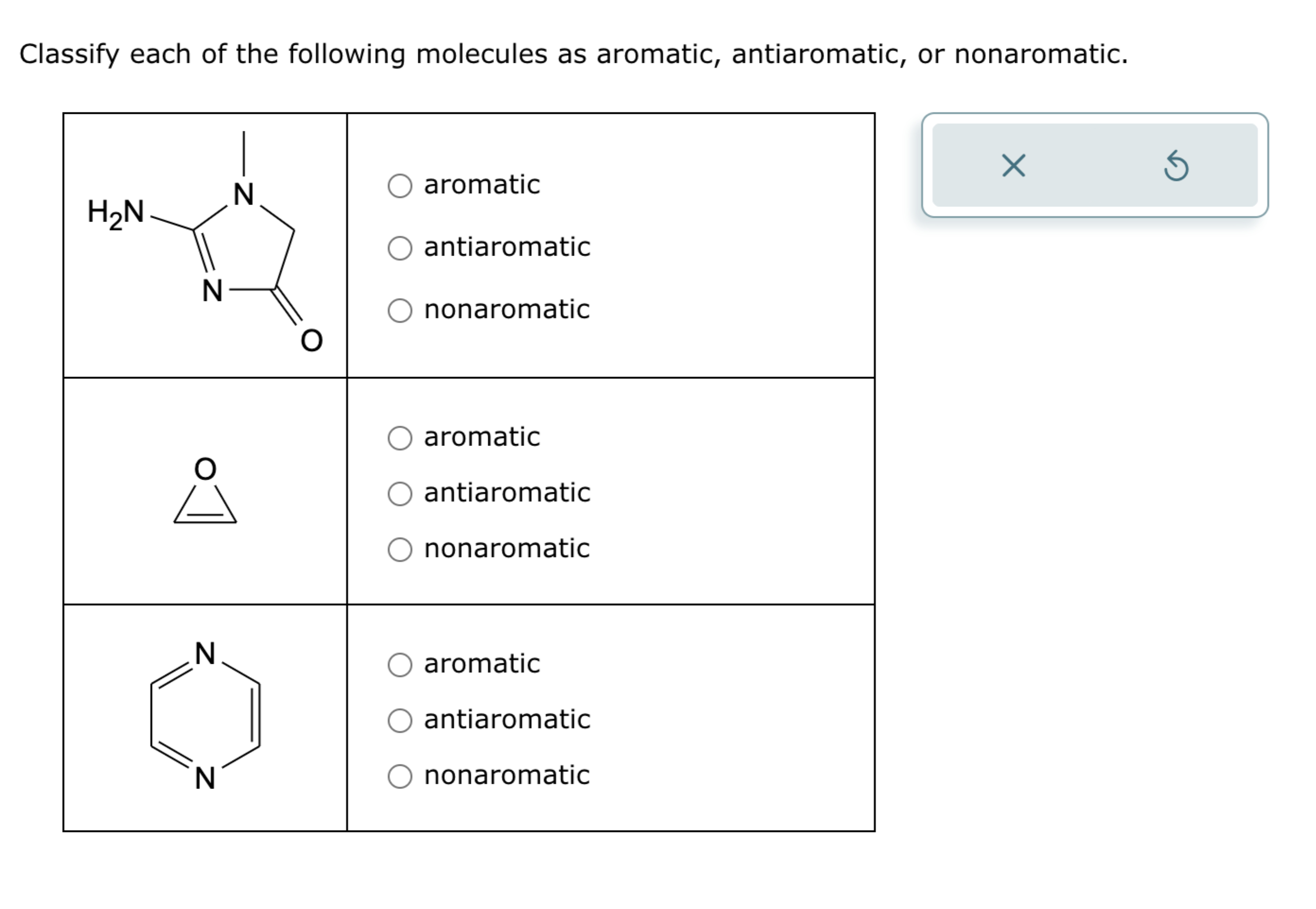 Solved Classify each of the following molecules as aromatic, | Chegg.com