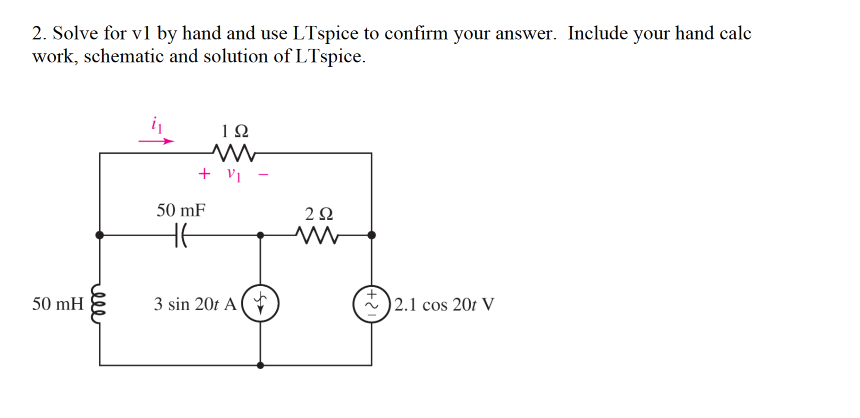 Solved 2. Solve for v1 by hand and use LTspice to confirm | Chegg.com