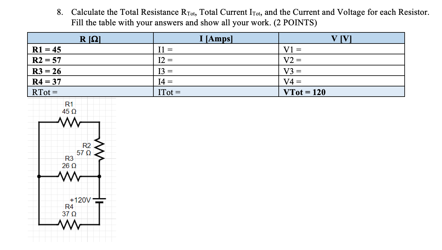 Solved 8. Calculate the Total Resistance RTot , Total | Chegg.com