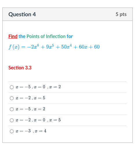 Solved Find the Points of Inflection for | Chegg.com