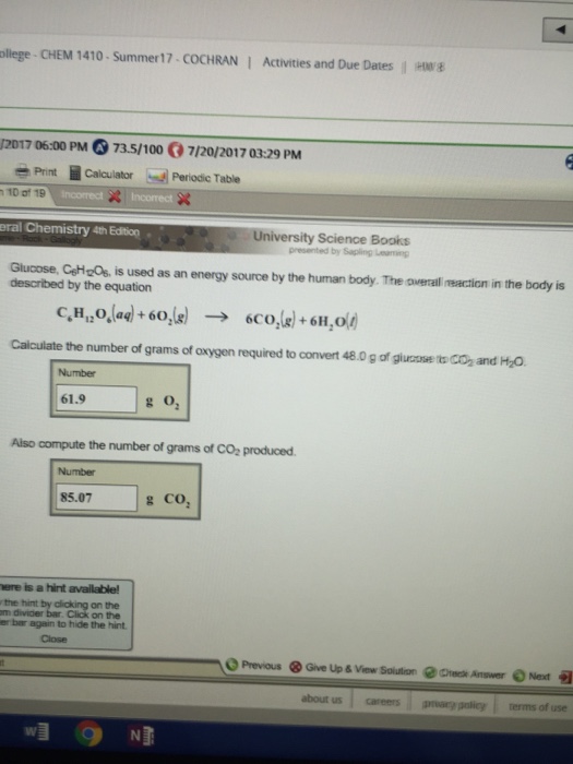 Solved Glucose, C_6H_12O_6, is used as an energy source by | Chegg.com