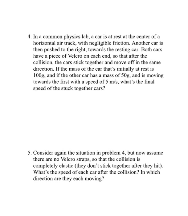 Solved In a common physics lab, a car is at rest at the | Chegg.com