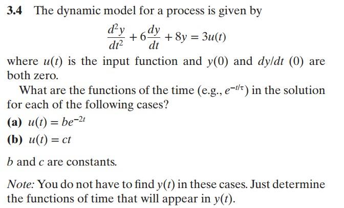 Solved 34 The Dynamic Model For A Process Is Given By Dły 